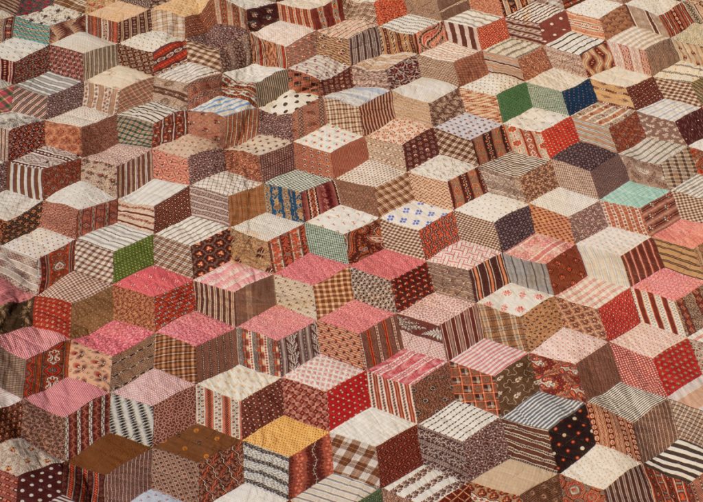 Outstanding Tumbling Blocks Quilt c1870 – The Old Courthouse, Greyabbey