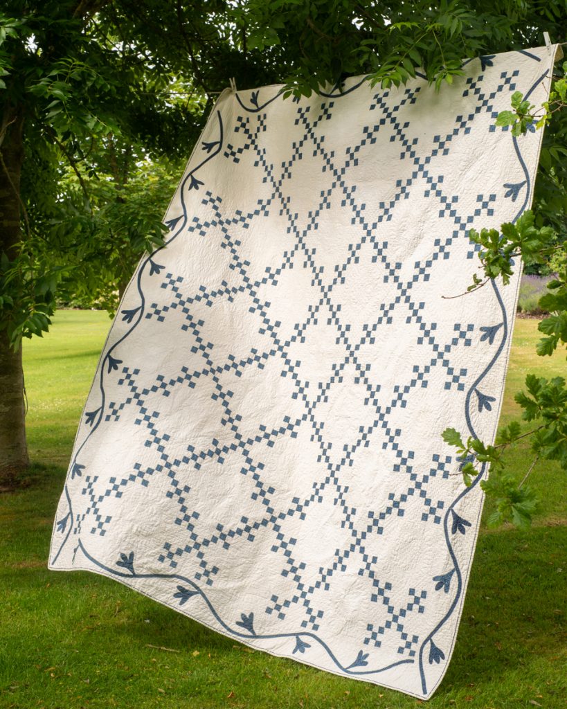 Superb C1860’s Nine Patch /Irish Chain Variation with Appliquéd Vining ...