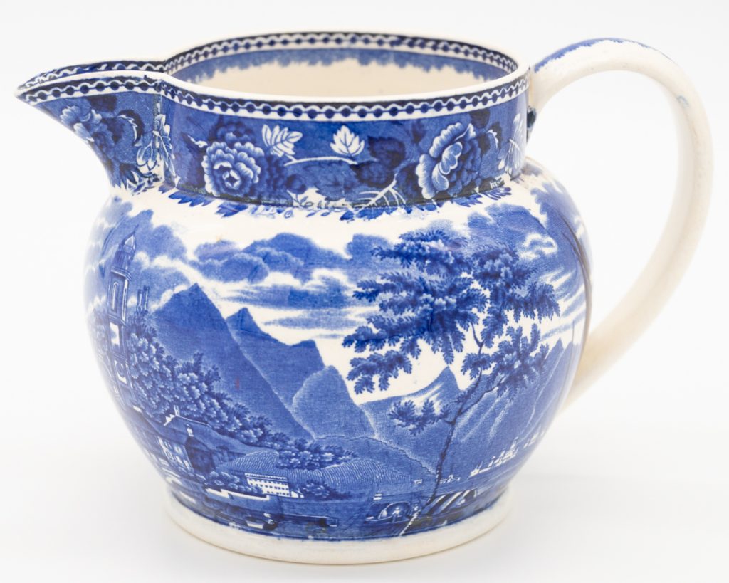 Antique Blue and White Wedgewood Jug – The Old Courthouse, Greyabbey